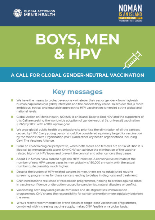 Boys, Men and HPV - GLOBAL ACTION ON MEN’S HEALTH